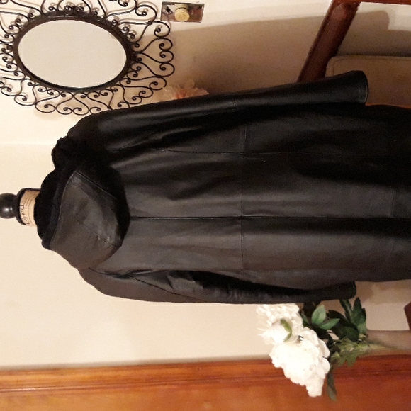 Fitz Wright | Jackets & Coats | Vintage Fitz Wright Black Leather Long ...